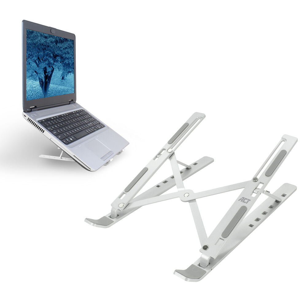 ACT Laptopstandaard aluminium, opvouwbaar, hoogte verstelbaar in 6 ...