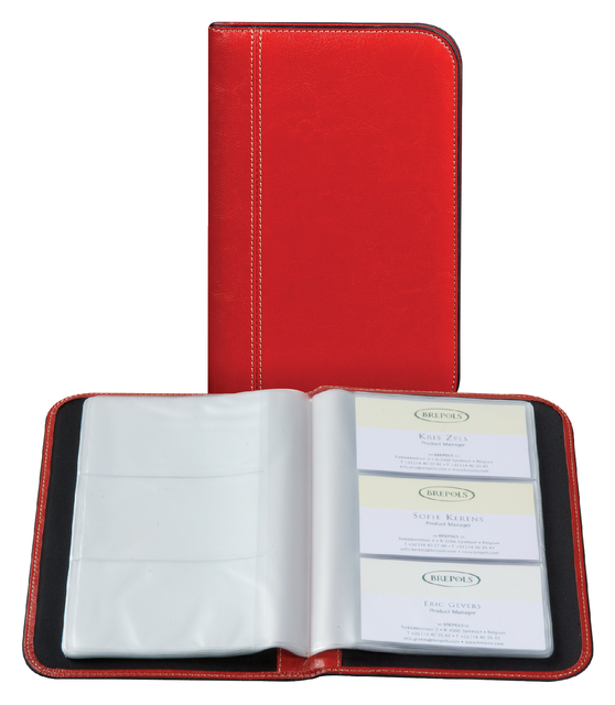 Visitekaartenmap Brepols Palermo voor 144stuks rood | Q540059