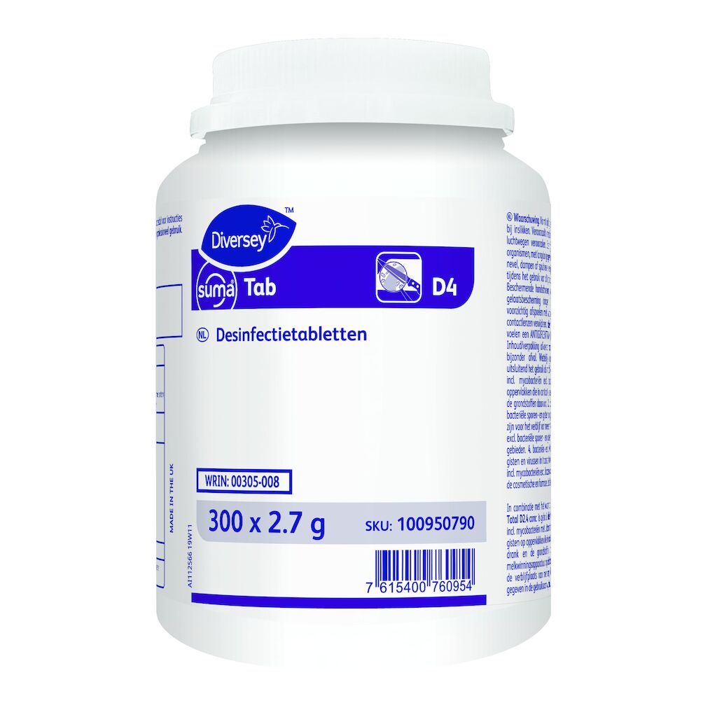 Diversey Suma Tab D4 Desinfectietabletten pot van 300 tabs | FTG100950790