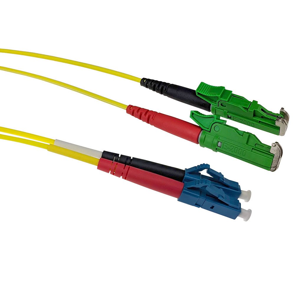 ACT 0,5 meter LSZH Singlemode 9/125 OS2 glasvezel patchkabel duplex met E2000/APC en LC/UPC ...